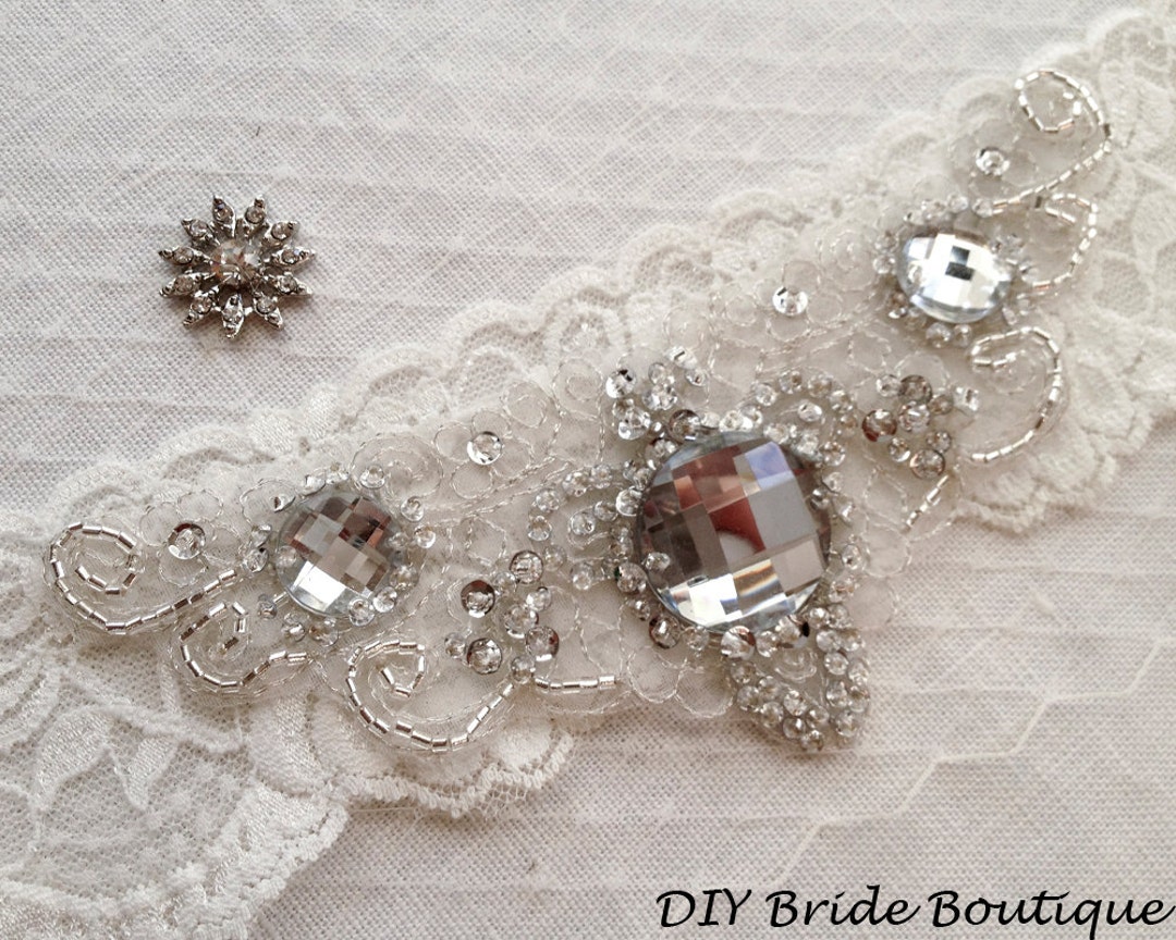 Rhinestone Applique, ART DECO Couture Crystal Applique, Wedding ...