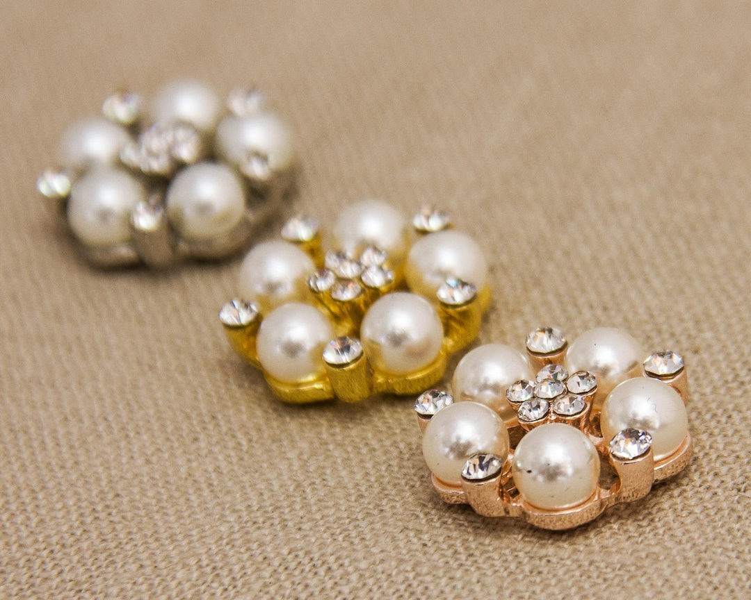 5 Rose Gold Buttons, Rose Gold Pearl Buttons, Silver Pearl Button, Gold ...