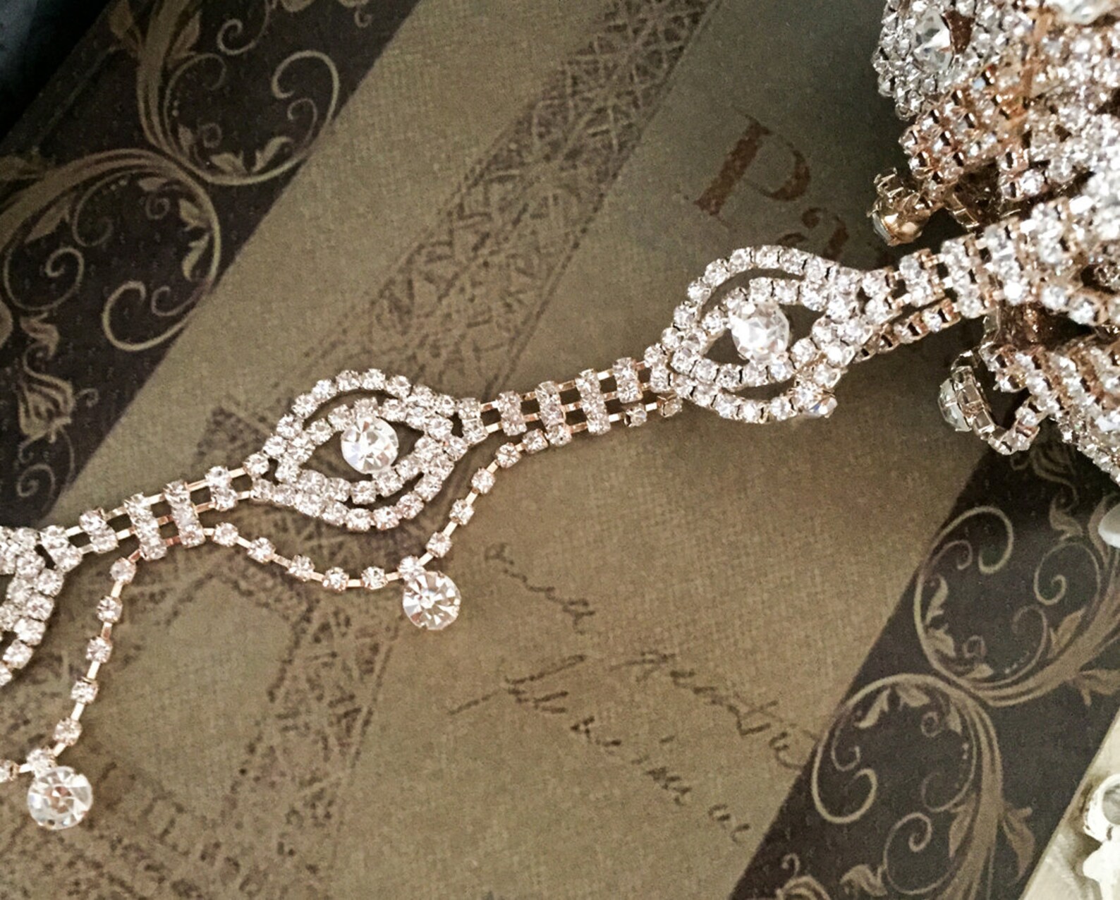 Rose Gold Rhinestone Trim 12 Rhinestone Chain Trim - Etsy