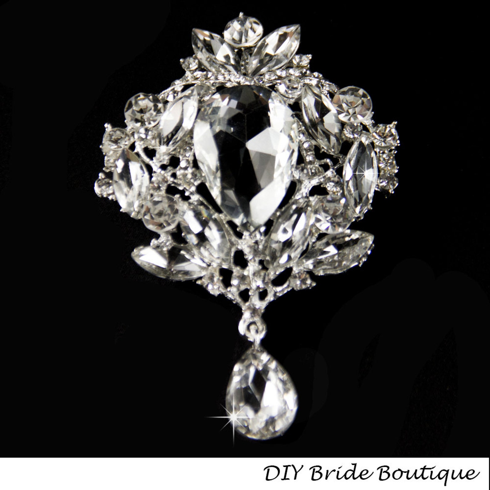 Rhinestone Brooch Large Crystal Brooch Wedding Broach for | Etsy