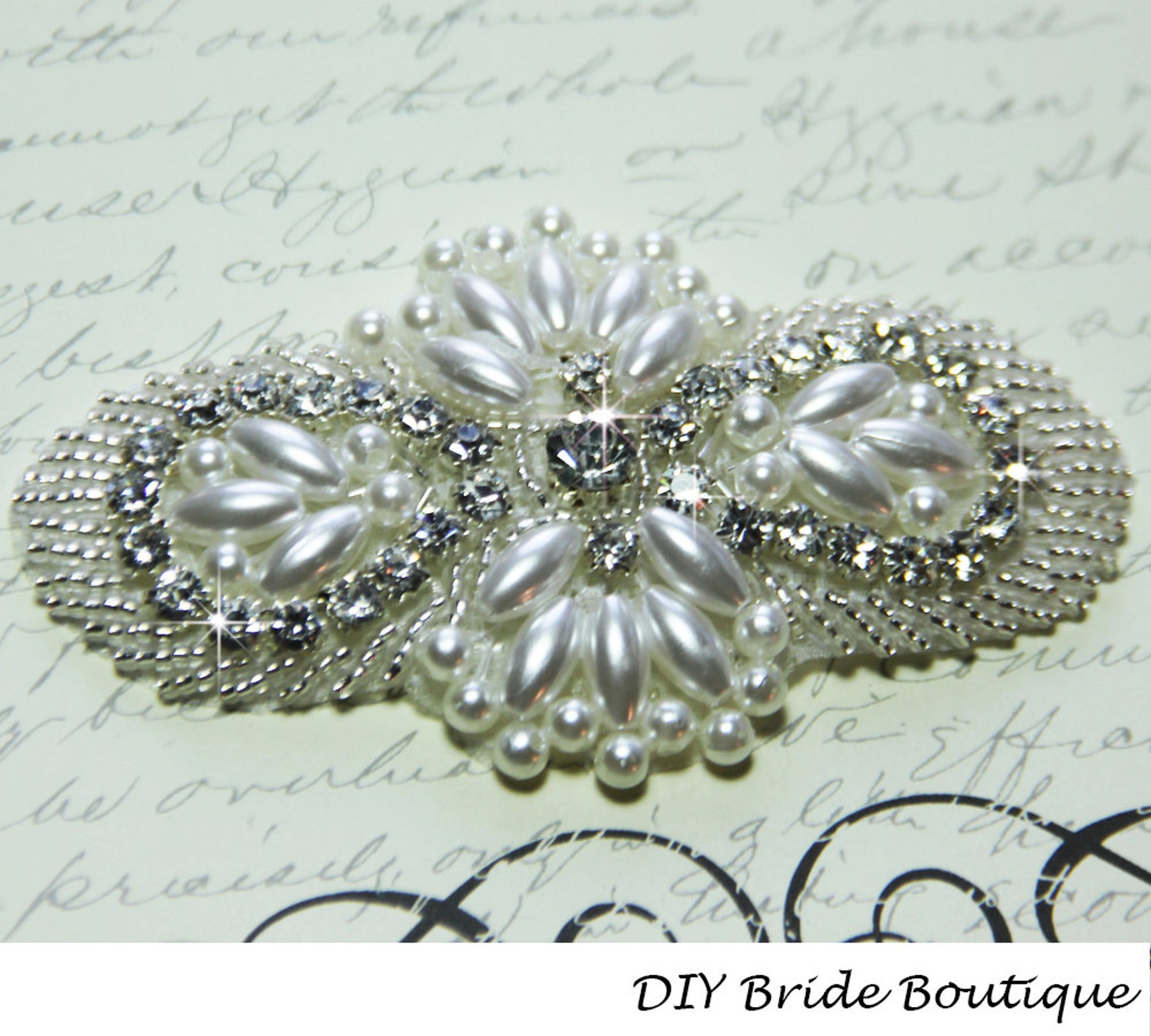 Rhinestone and Pearl Applique Crystal Applique Rhinestone - Etsy