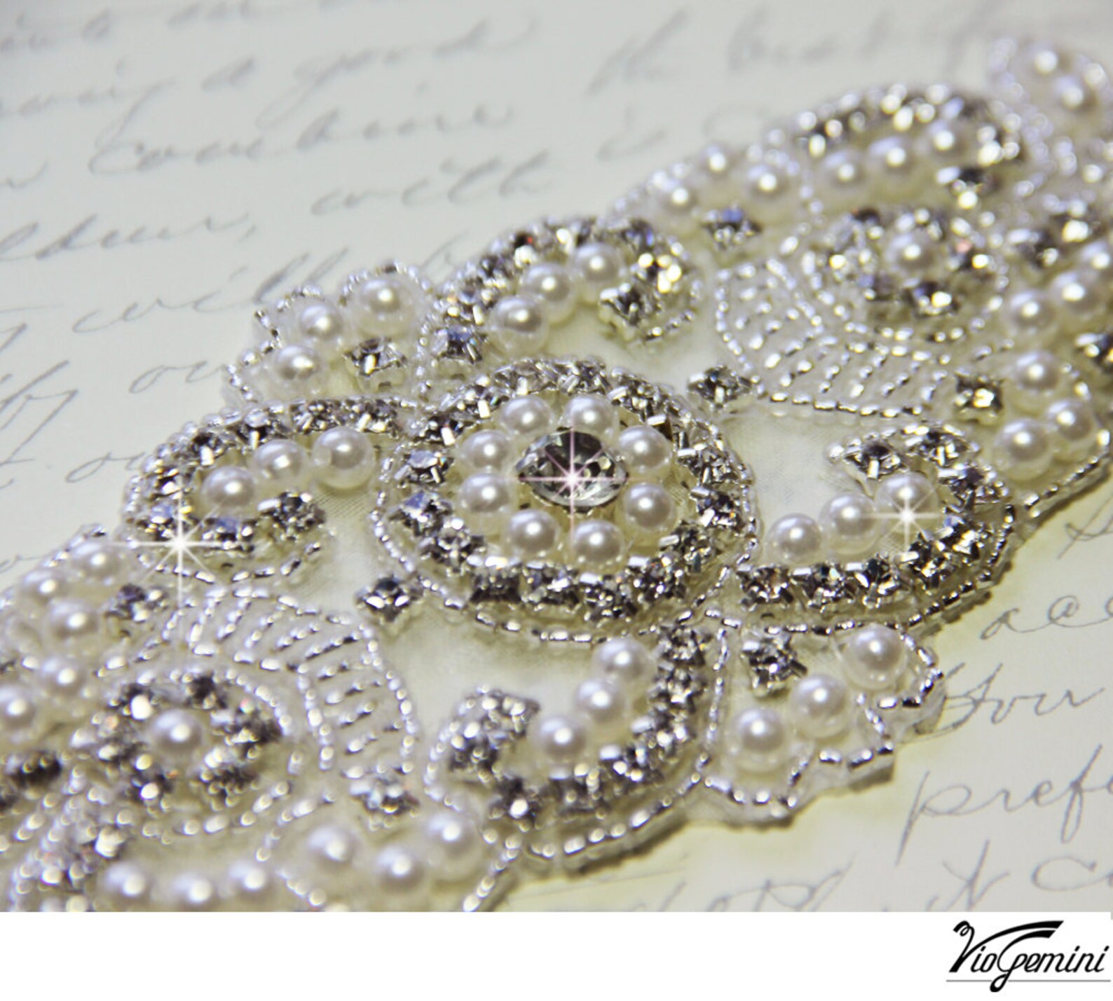 ART DECO Rhinestone Applique Crystal Applique Ivory Pearls - Etsy