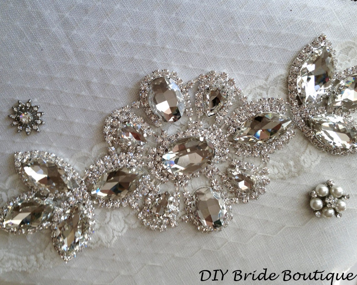 Rhinestone Applique Large Crystal Applique Wedding Applique - Etsy