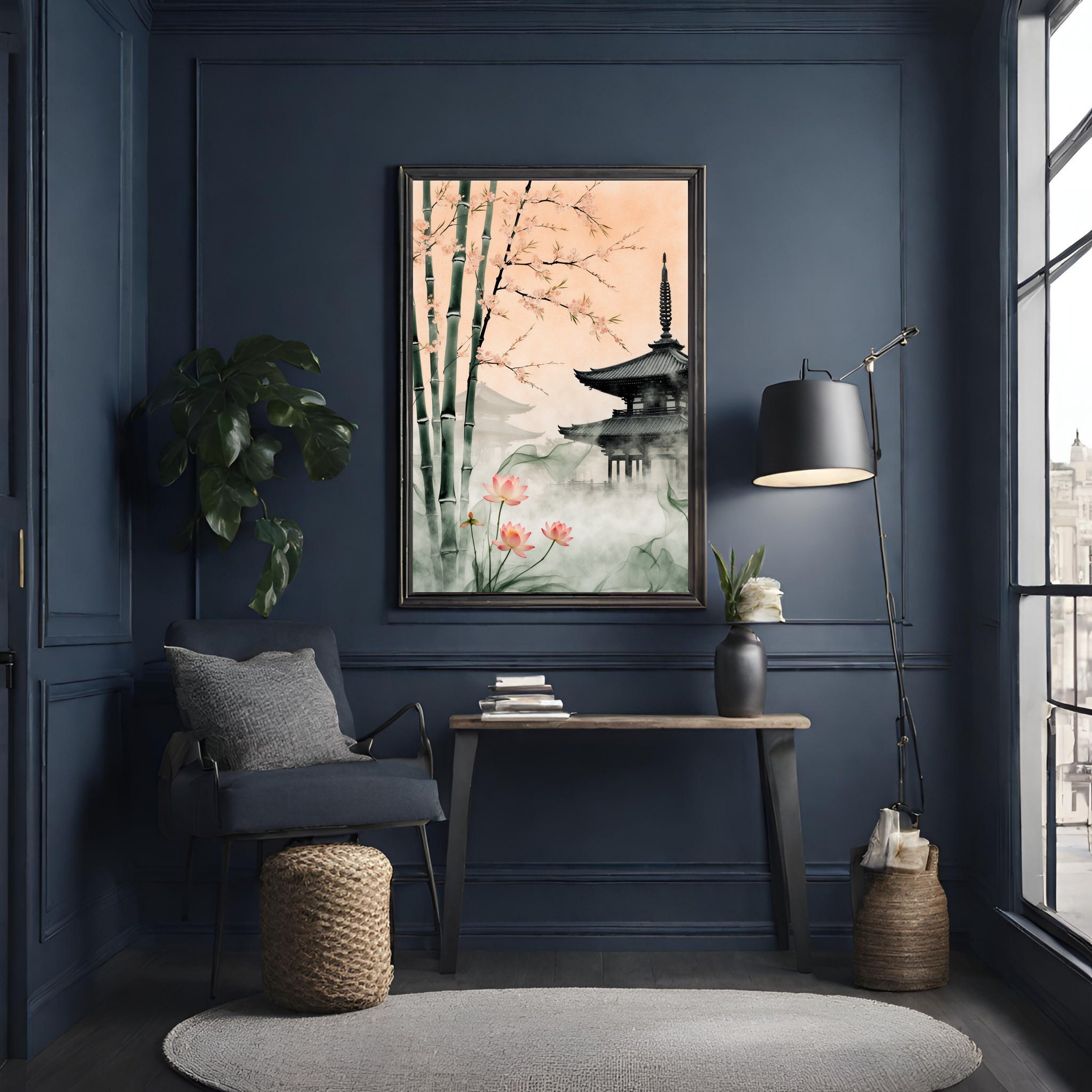 Ethereal Zen Temple Art Print Serene Japanese Temple With Bamboo and ...