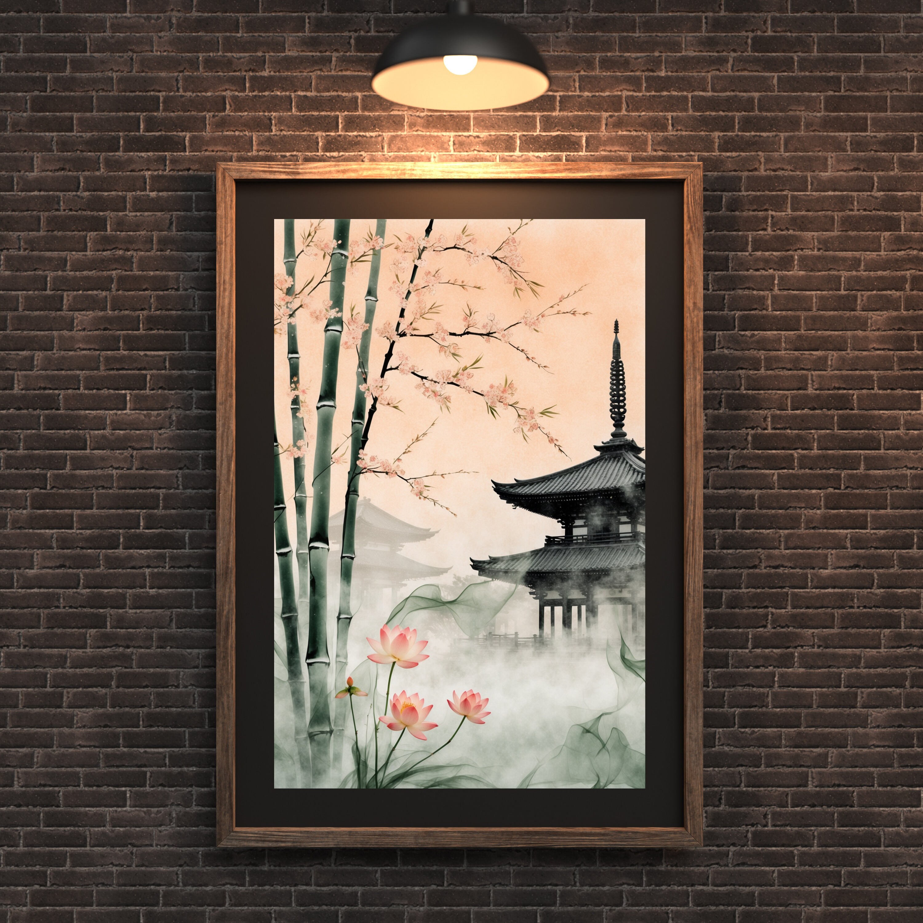 Ethereal Zen Temple Art Print Serene Japanese Temple With Bamboo and ...