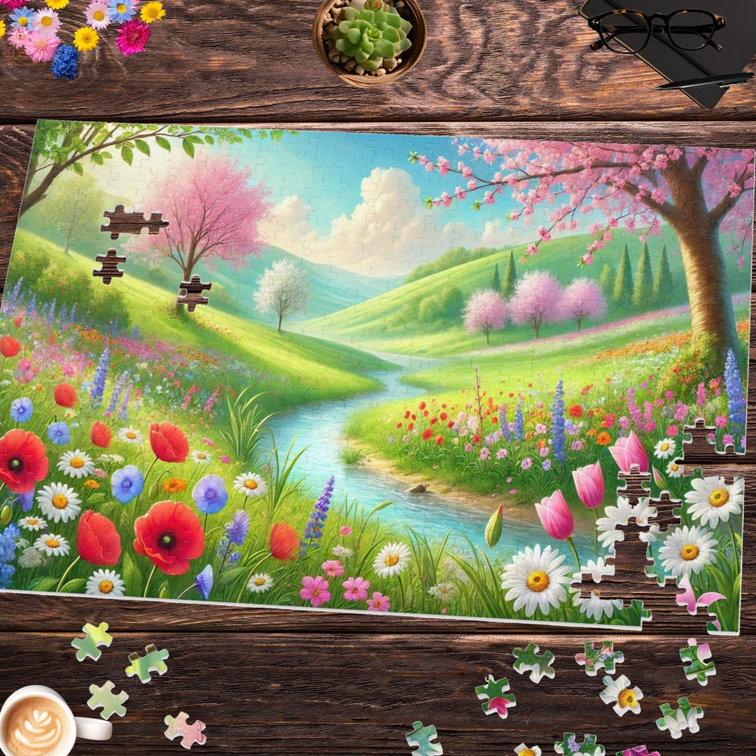 Spring is Coming Puzzle, Vibrant Flower Landscape Art, Spring Gift for ...