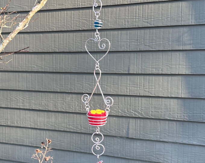 Handmade Wire Sculpted Hummingbird Feeder, Unique Whimsical Yard Art ...