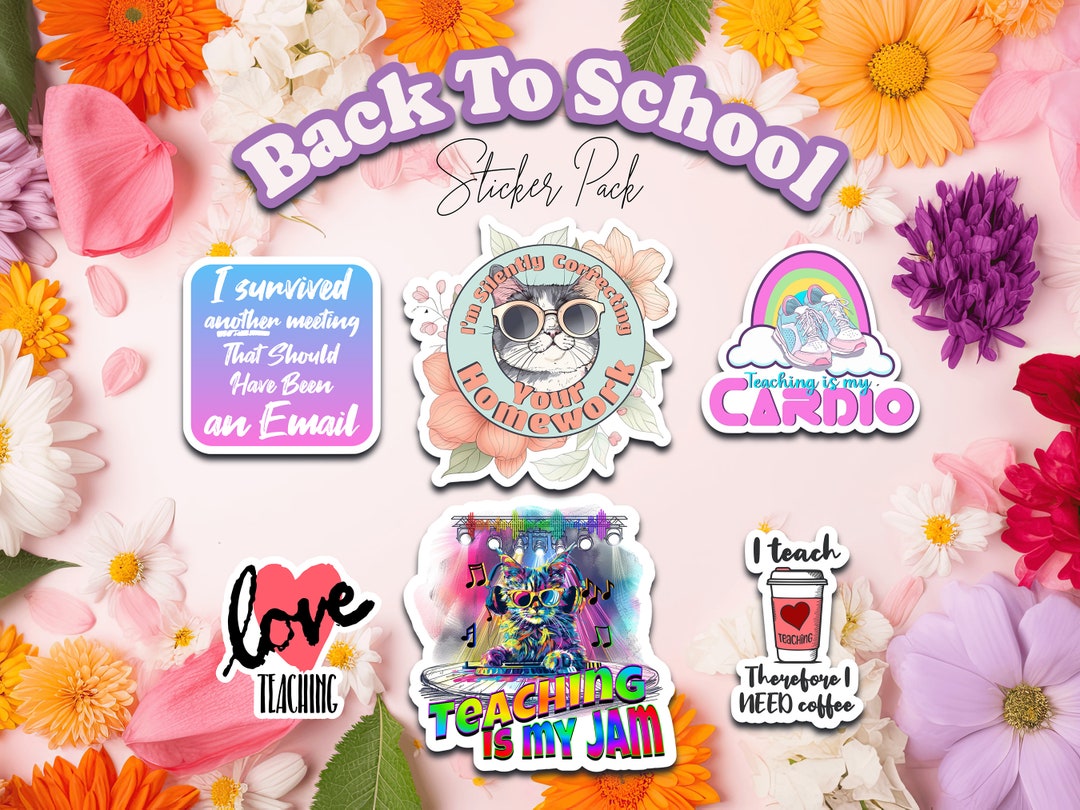 Back to School Teacher Sticker Bundle, Six Funny and Cute Love Teaching ...