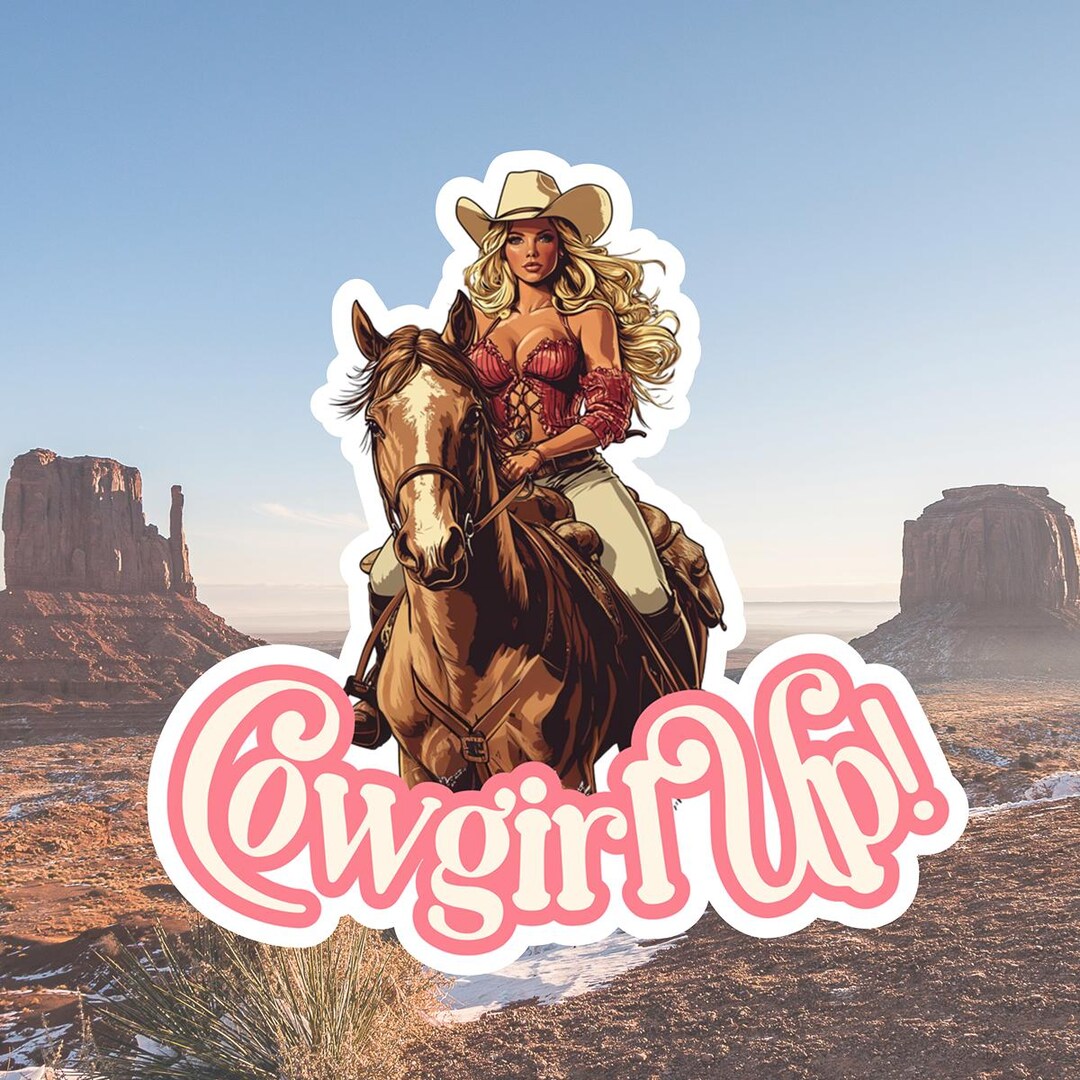 Cute Cowgirl up Horse Riding Sticker Western Cowgirl Waterproof Sticker ...