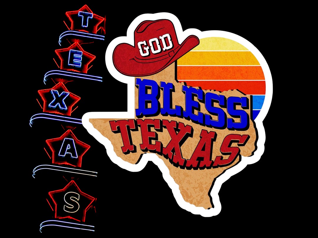 God Bless Texas Sticker State of Texas Cowboy Hat Decal, Funky Bold ...