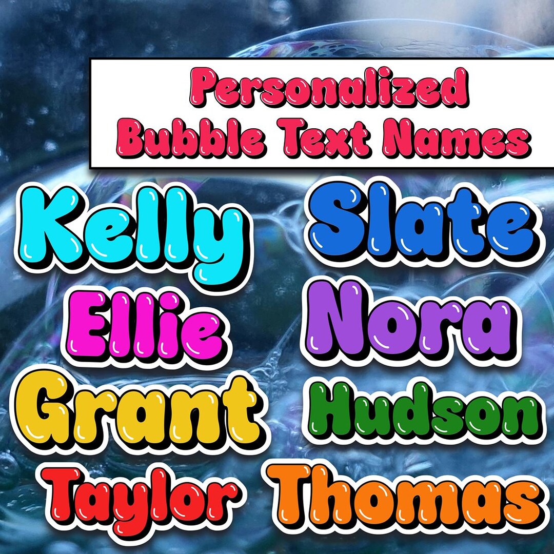 Personalized Bubble Letter Name Sticker Cute Custom Easy to Read Name ...