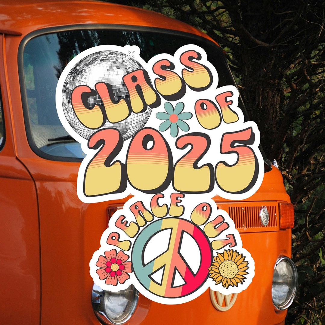 Retro Class of 2025 Sticker Funky Graduation Gift for Hippie Seniors ...