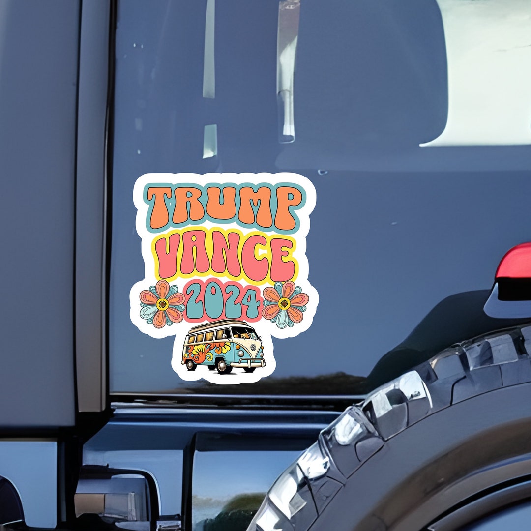 Retro 70's TRUMP VANCE 2024 Election Decal - Hippies for Trump Bumper ...