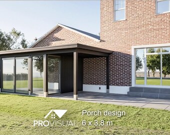 PORCH BUILDING Guide, DIY Build, 6,1x4,7, Veranda Plans, Technical ...