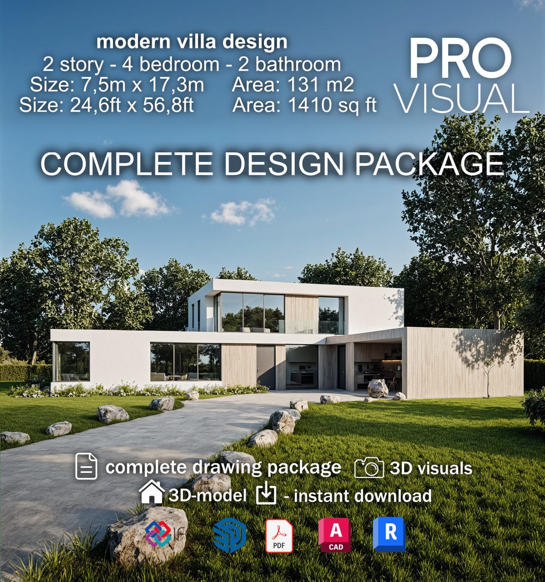 Modern Villa House Plans | Luxury 2-story Home Building Plan PDF ...