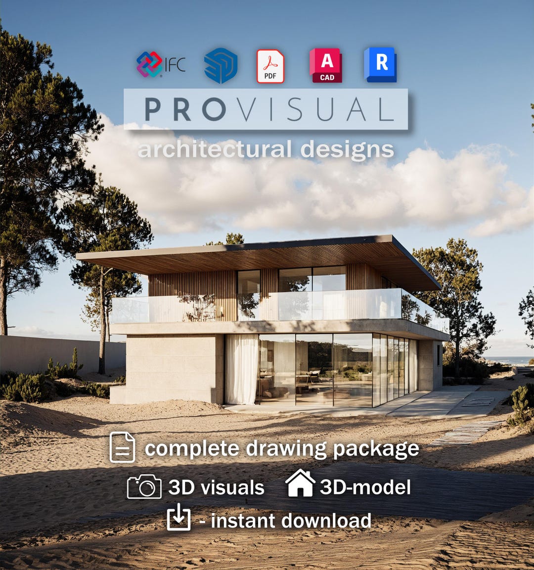 Modern Villa House Plan – 2-story Architectural Design + 3D Model ...