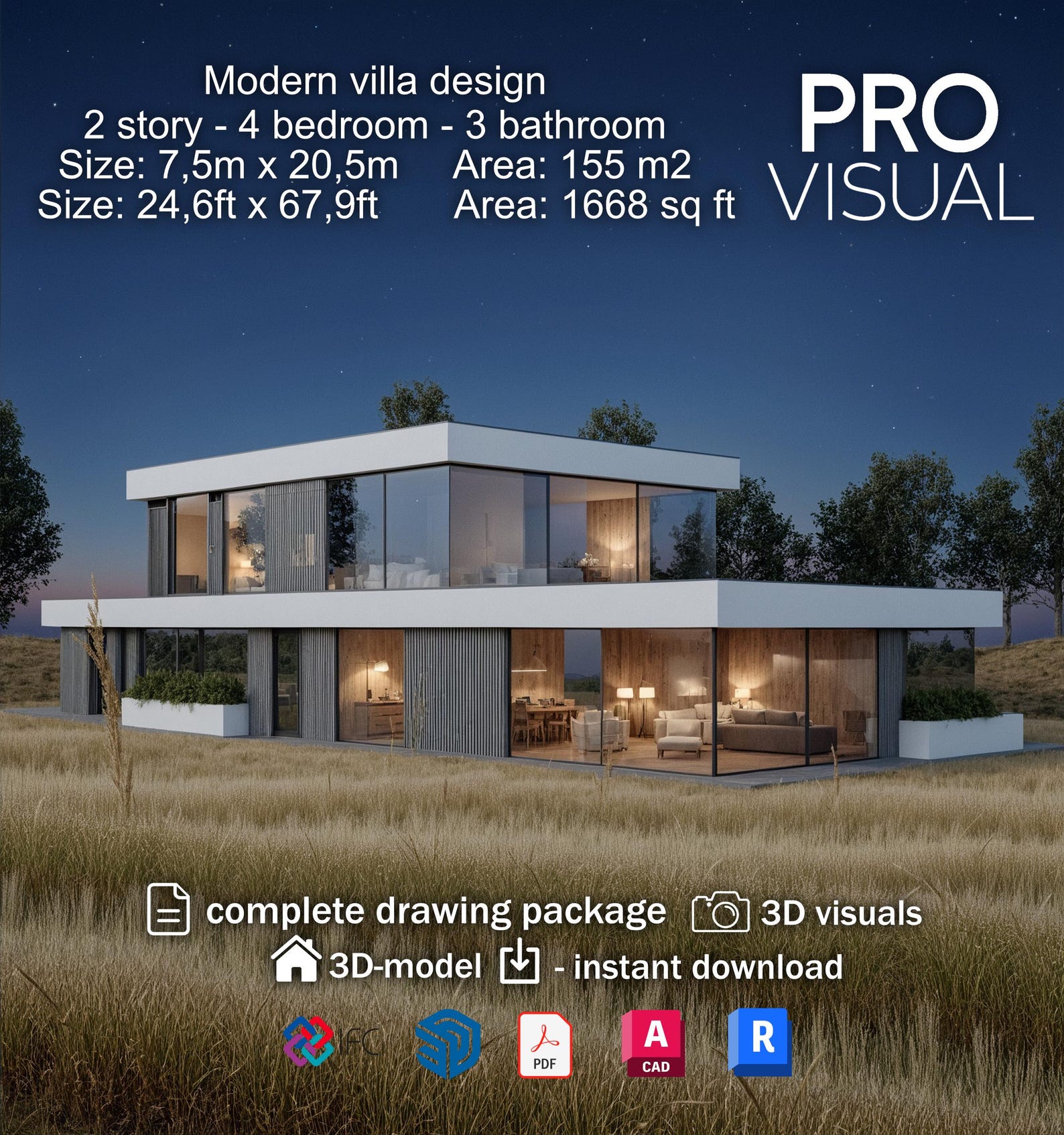 Modern Villa Plans | Luxury 2-story Home Building Plan PDF ...