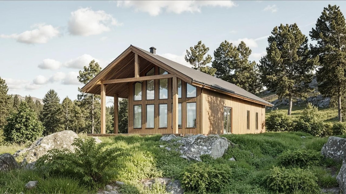 SCANDINAVIAN HOUSE Plan, Cozy Nordic Cabin DIY Build, Architectural ...