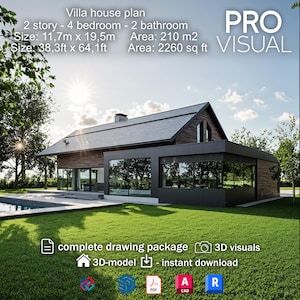Modern Villa House Plan – 4 Bedroom, 2 Story Home, 210 M2 (2260 Sq Ft ...