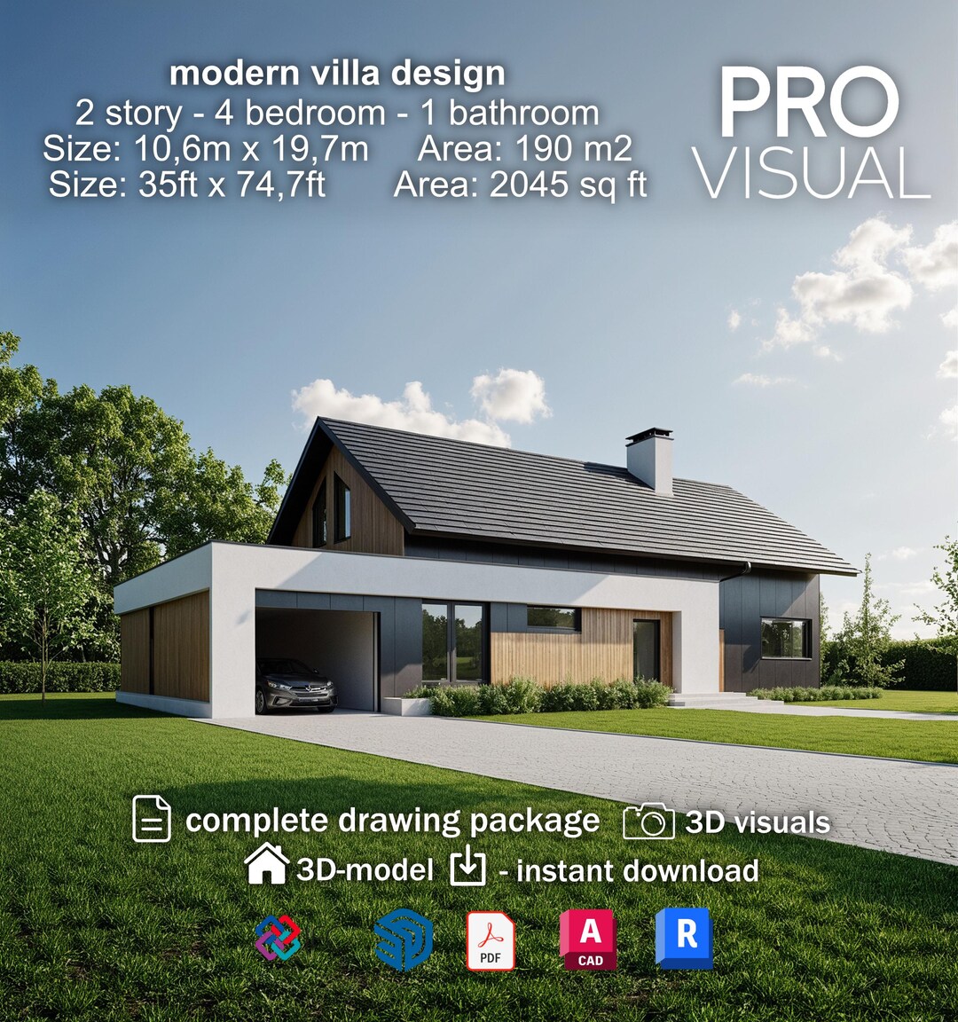 Modern HOUSE DESIGN Plans, Luxury Villa BLEUPRINT, Digital Home Floor ...