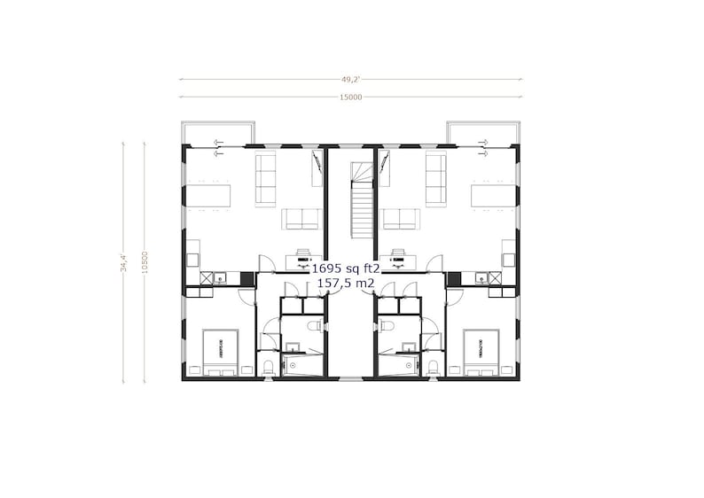 6 Apartments Complex Building Blueprints | Luxury Condo Layout Set ...