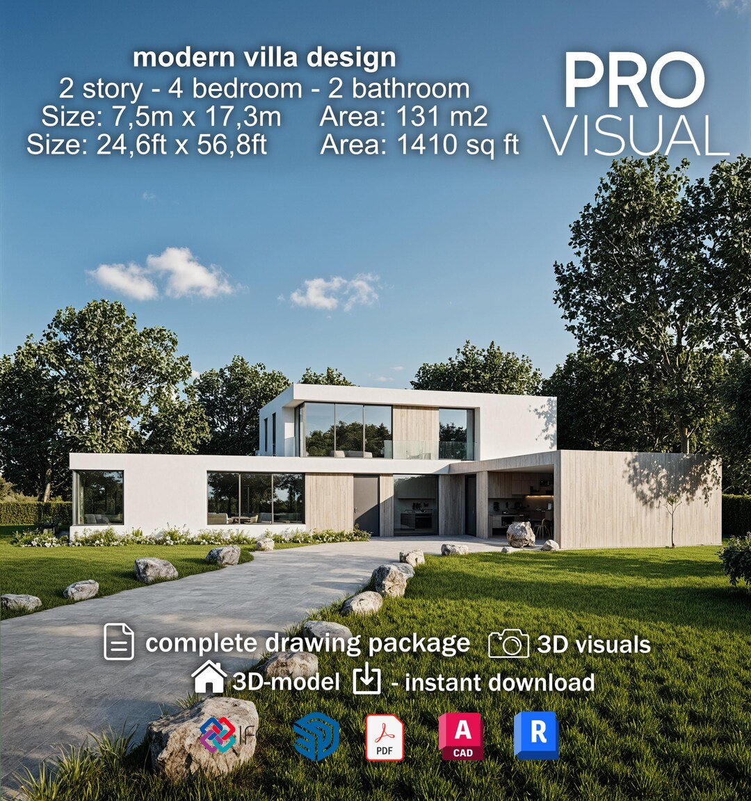Modern Villa House Plans | Luxury 2-story Home Building Plan PDF ...