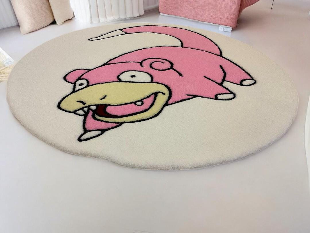 Slowpoke Pokémon Tufting Rug, Handmade Soft Area Rug, Cute Home Decor ...