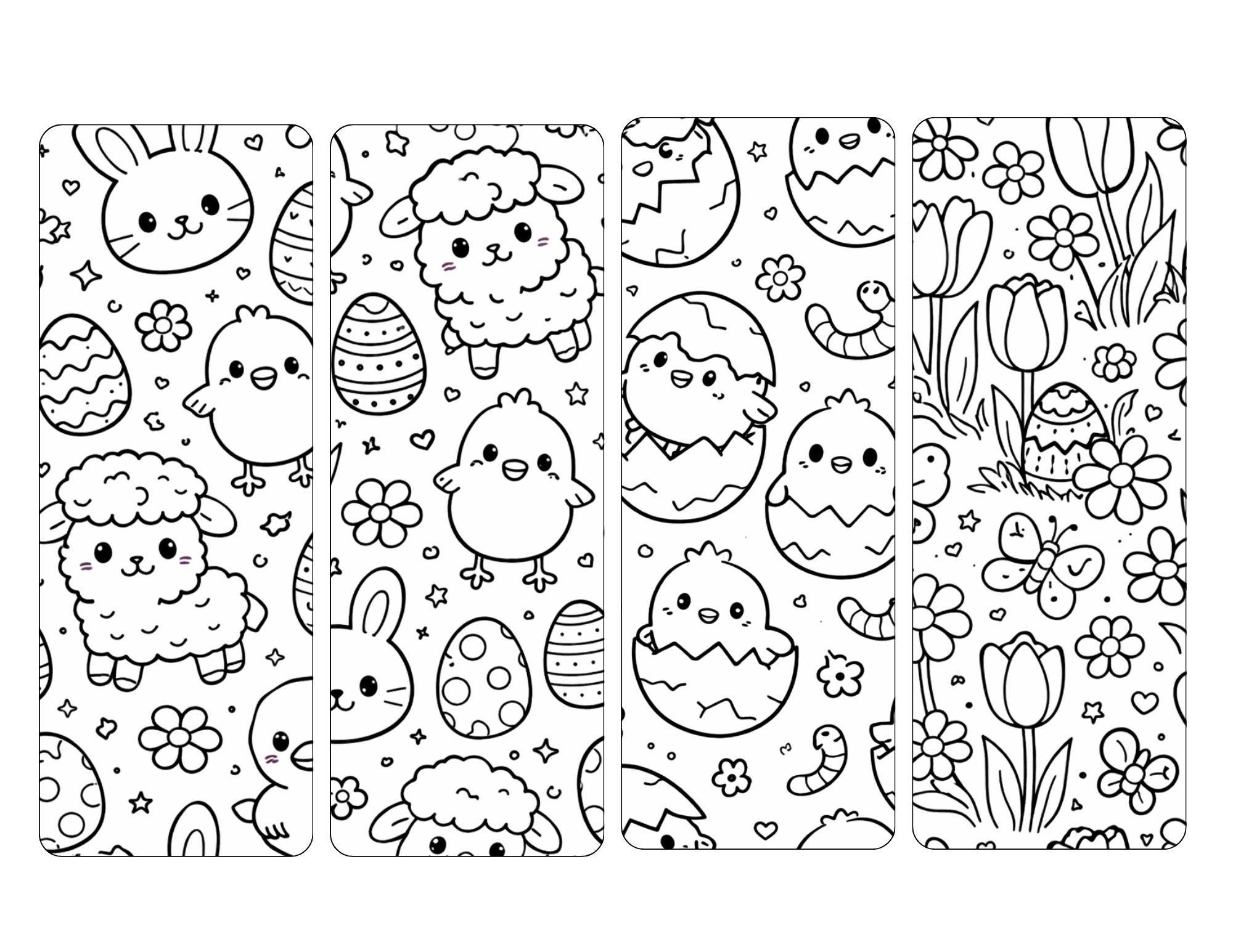 Easter & Spring Bookmarks Coloring Pages - Etsy