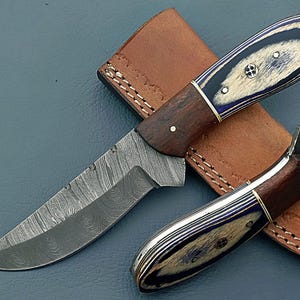 Custom Hand Forged Damascus Steel Hunting and Camping Knife - Etsy