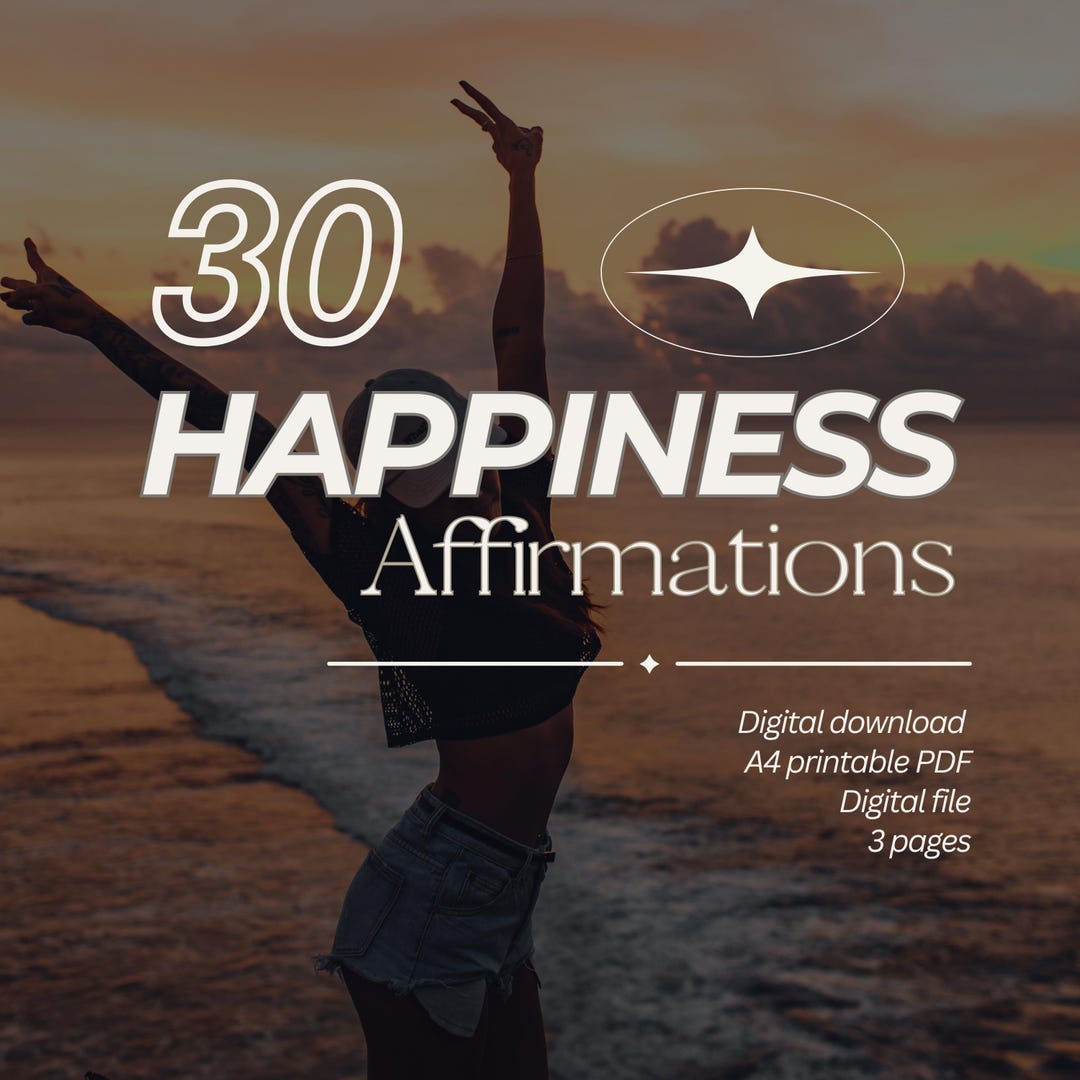 Happiness Affirmations List Printable, Daily Joy Meditation, Positive ...
