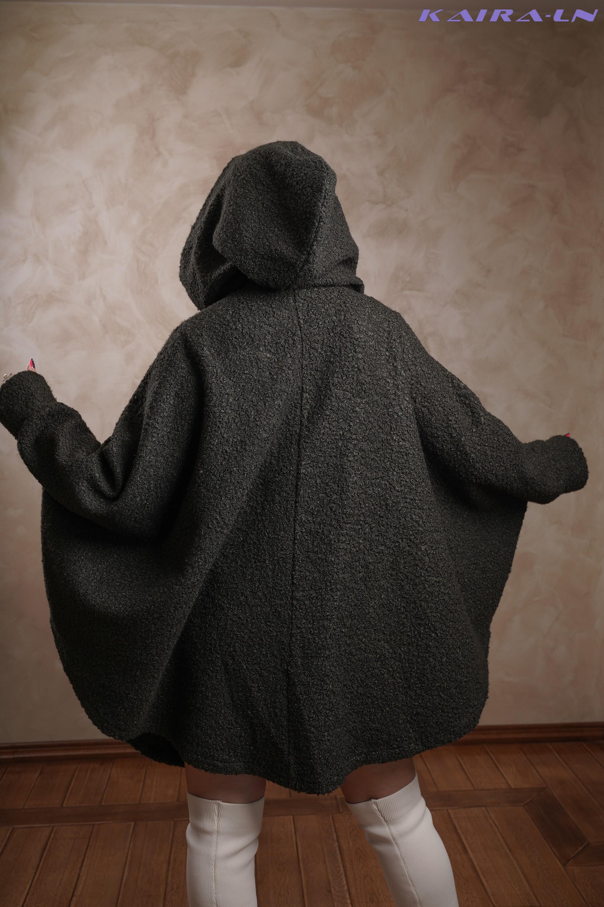 Woolen Cloak With a Hood, Woolen Coat - Poncho, Coat With a Cloak Large ...