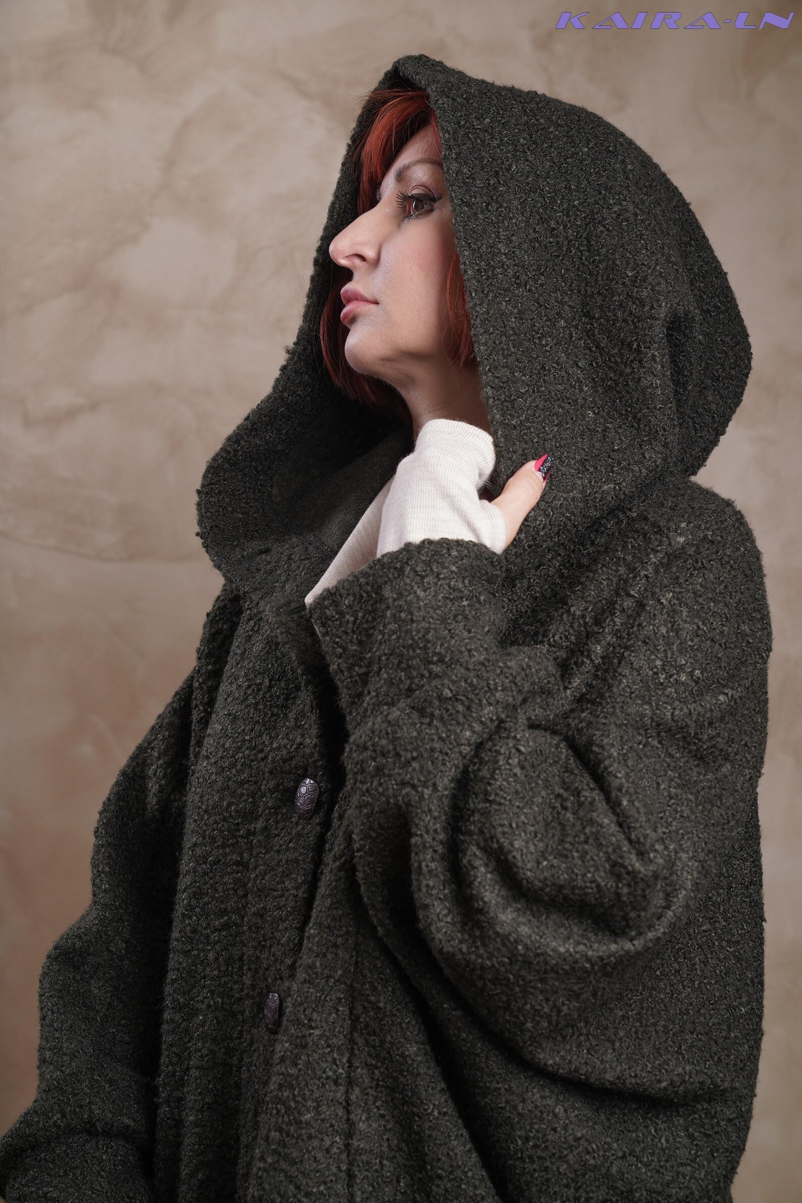 Woolen Cloak With a Hood, Woolen Coat - Poncho, Coat With a Cloak Large ...