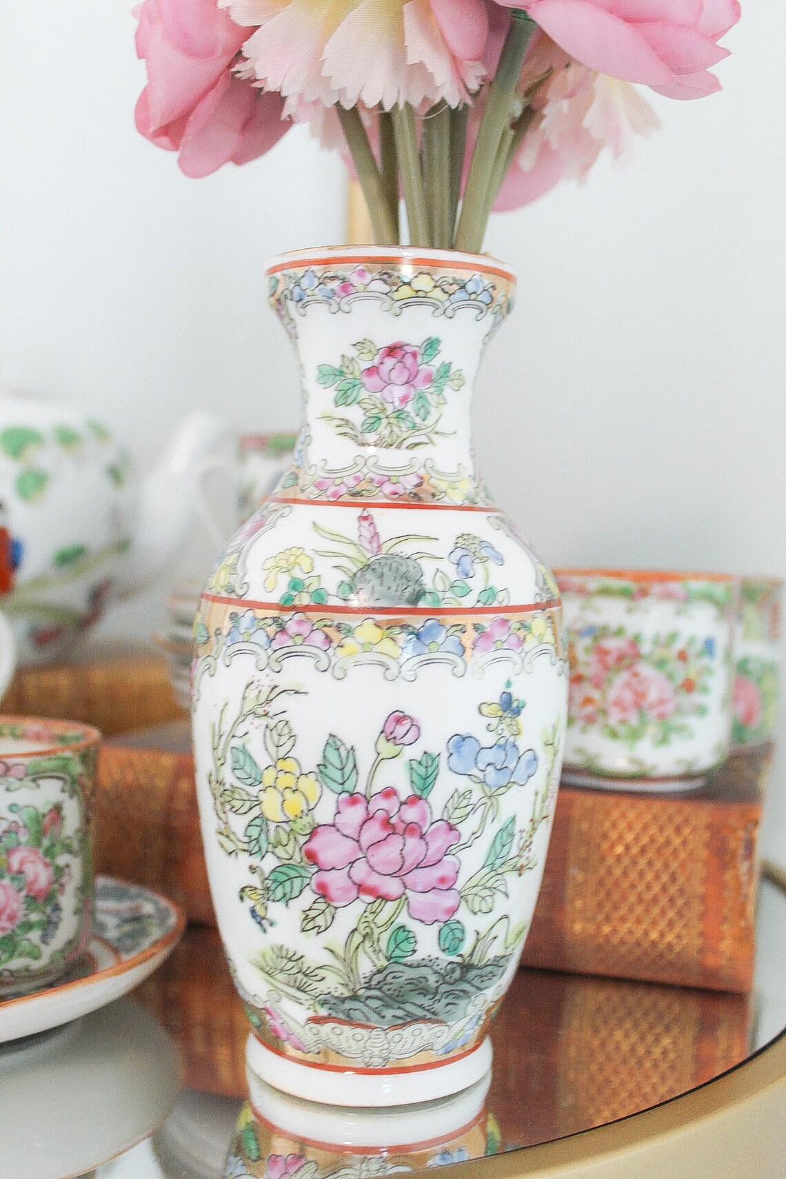 Canton Style Rose Medallian Porcelain China Vase - Etsy