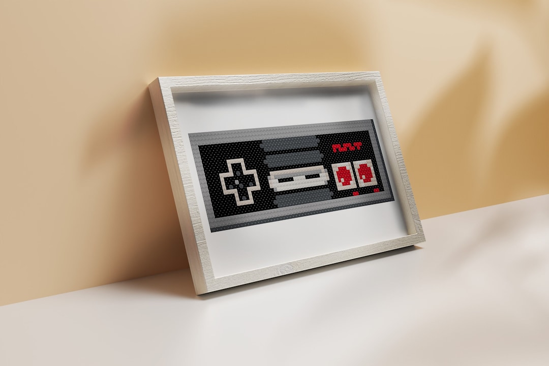Retro Gaming Cross Stitch Pattern - Classic NES Controller Vintage Game ...