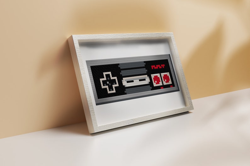 Retro Gaming Cross Stitch Pattern - Classic NES Controller Vintage Game ...