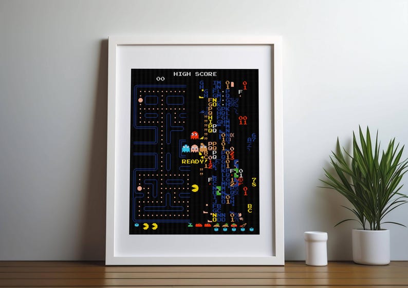 Pac-man Glitch Cross Stitch Pattern – Broken Level 256 Bug, Retro ...