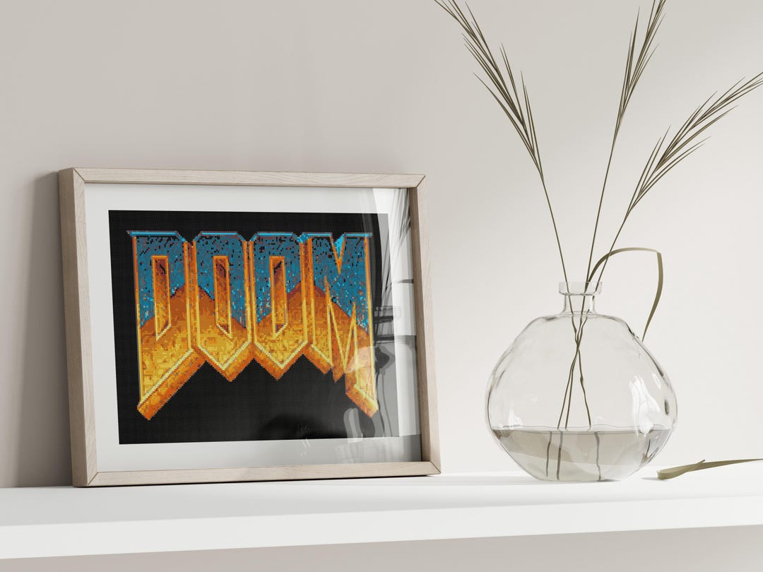 DOOM Logo Cross Stitch Pattern – Classic FPS Game, Retro Gamer Decor ...