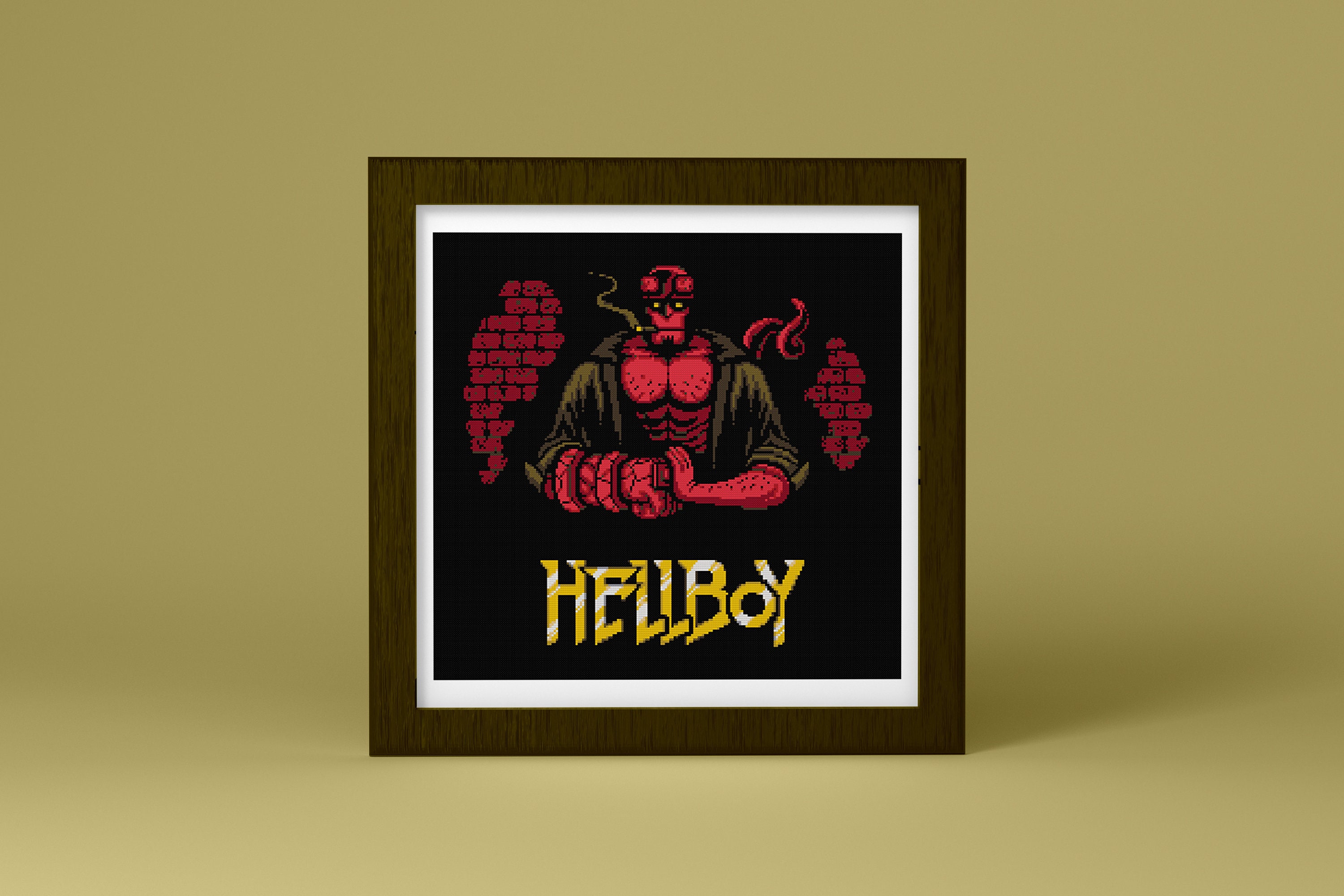 Pixel Art Hellboy Cross Stitch Pattern - DIY Craft for Horror Comics Fans - Etsy