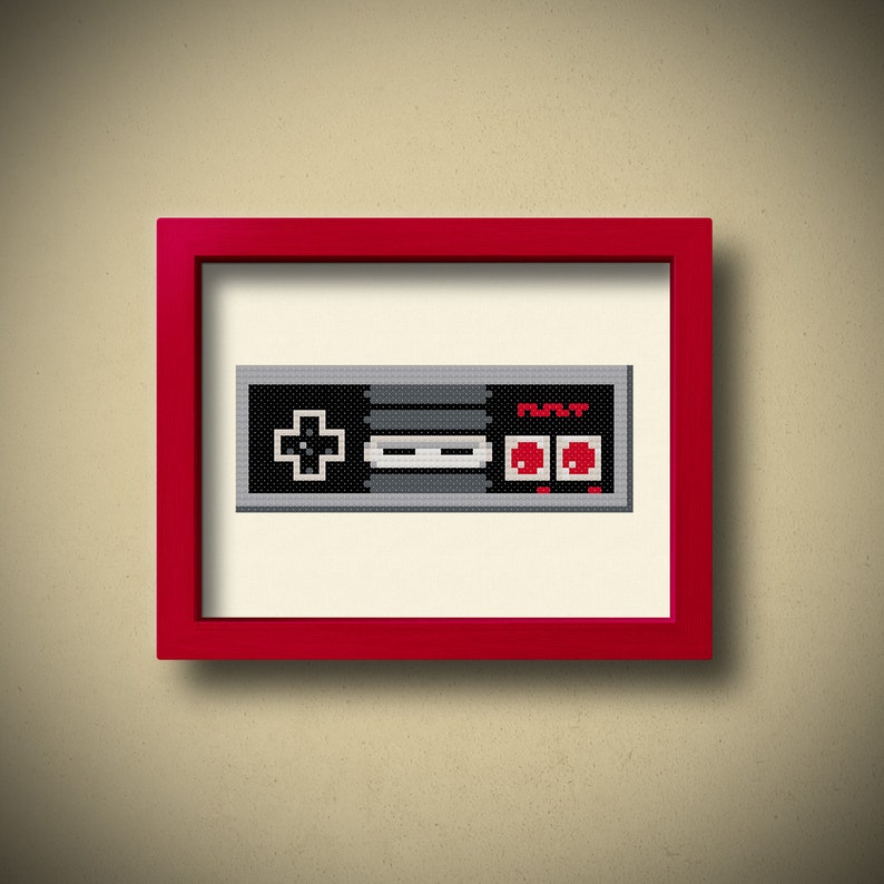 Retro Gaming Cross Stitch Pattern - Classic NES Controller Vintage Game ...