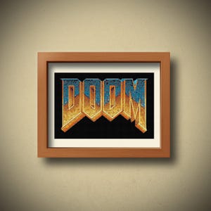 DOOM Logo Cross Stitch Pattern – Classic FPS Game, Retro Gamer Decor ...