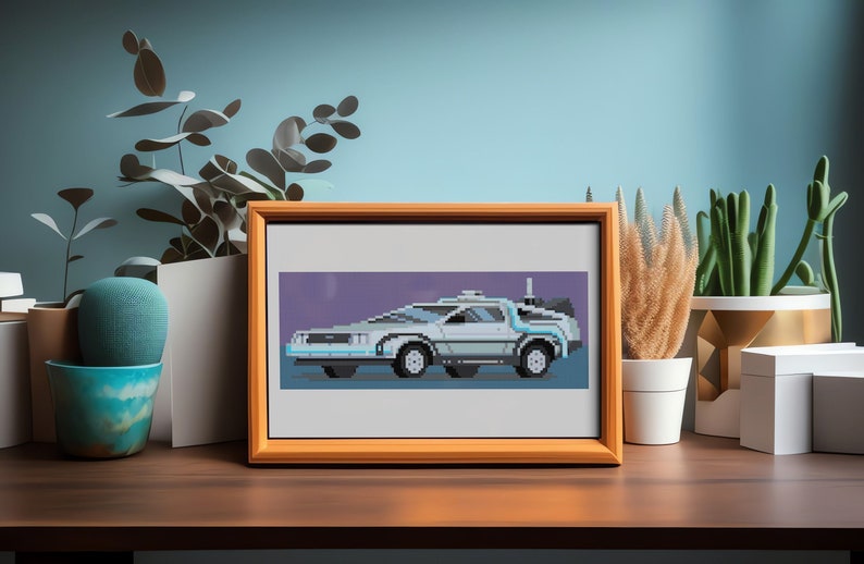 Back to the Future DMC Delorean Cross Stitch Pattern | Pixel Art Design ...