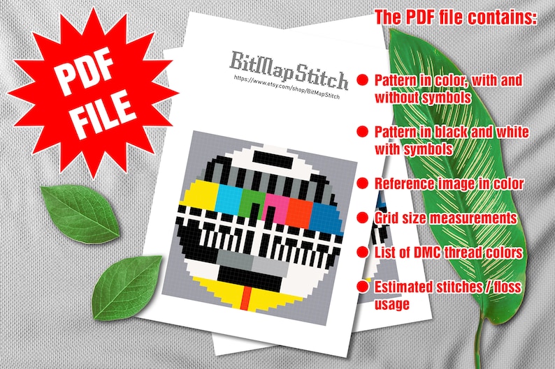 Vintage CRT TV Test Pattern Cross Stitch Pattern Philips Circle Design ...