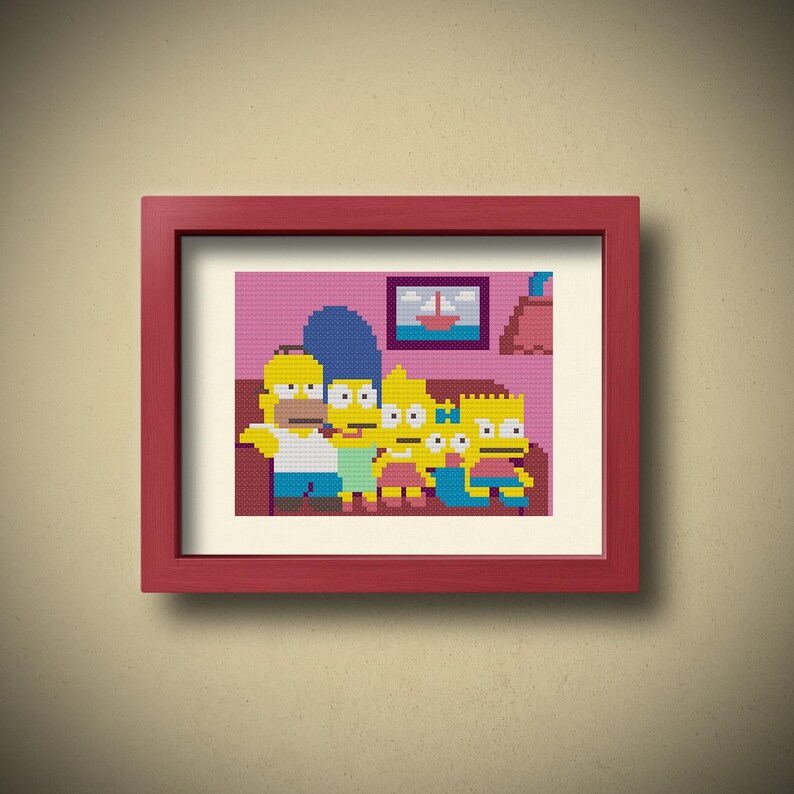 Simpsons Cross Stitch Pattern PDF – Couch Scene With Homer, Marge, Bart ...