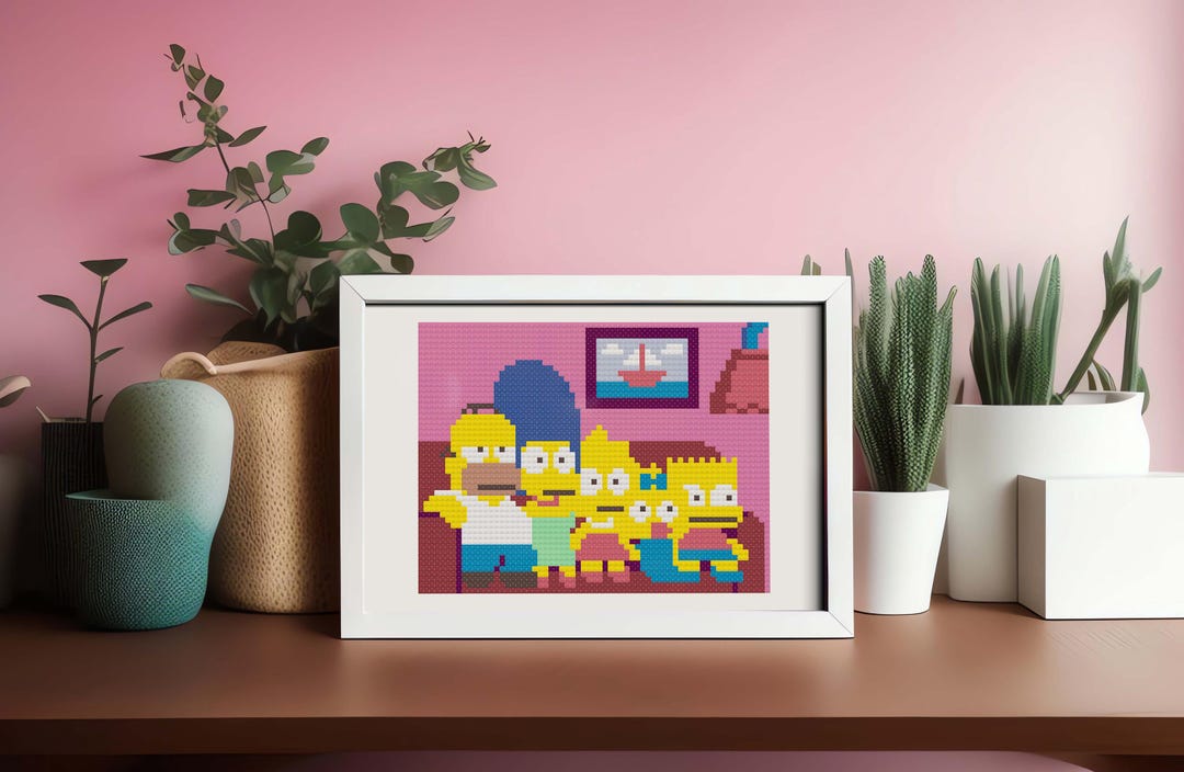 Simpsons Cross Stitch Pattern PDF – Couch Scene With Homer, Marge, Bart ...