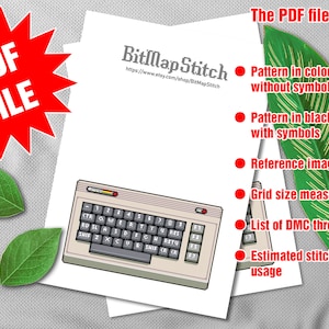 Retro Commodore 64 Pixel Art Cross Stitch Pattern | Vintage Computer ...