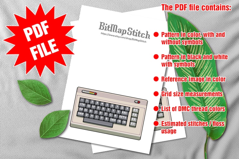 Retro Commodore 64 Pixel Art Cross Stitch Pattern | Vintage Computer Embroidery Design - Etsy