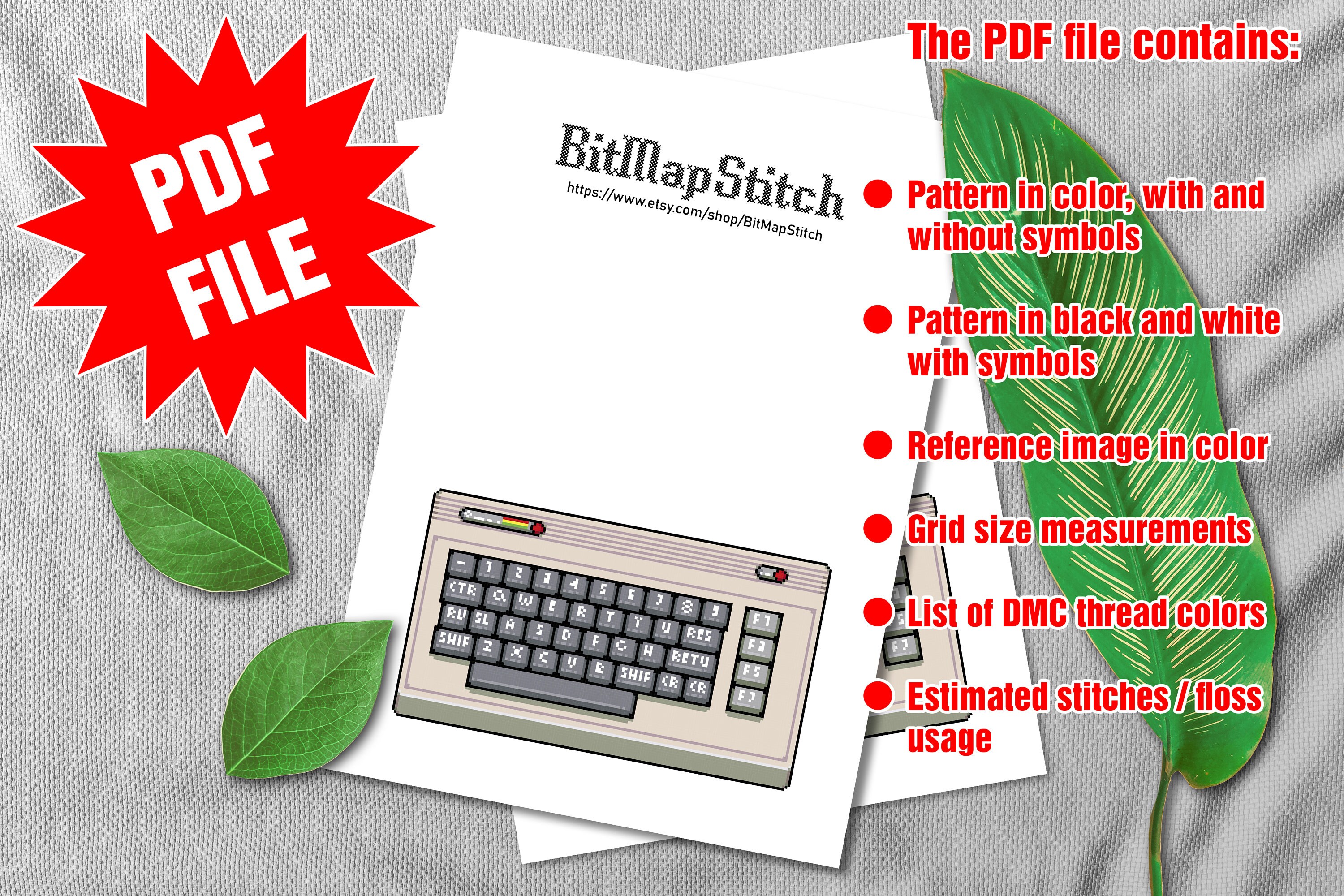 Retro Commodore 64 Pixel Art Cross Stitch Pattern Vintage Computer ...