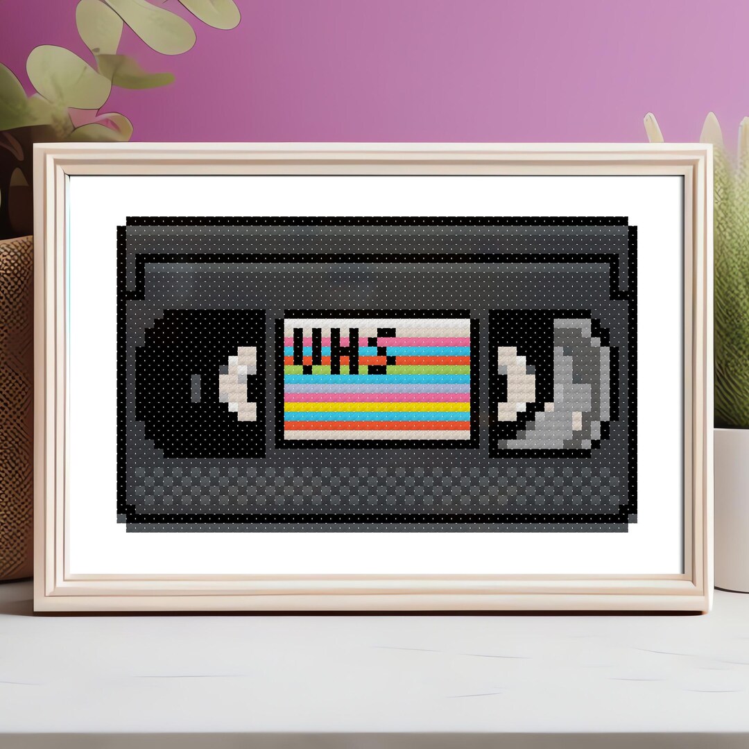 Retro VHS Cassette Cross Stitch Pattern – 80s Color Palette Label ...