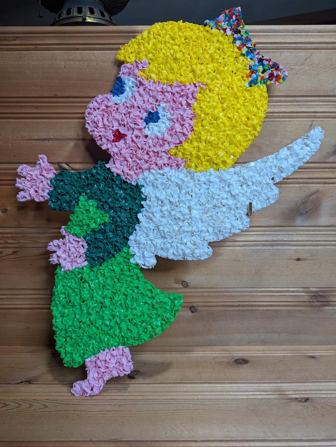 Vintage Melted Plastic Popcorn Christmas Green Angel Decor - Etsy