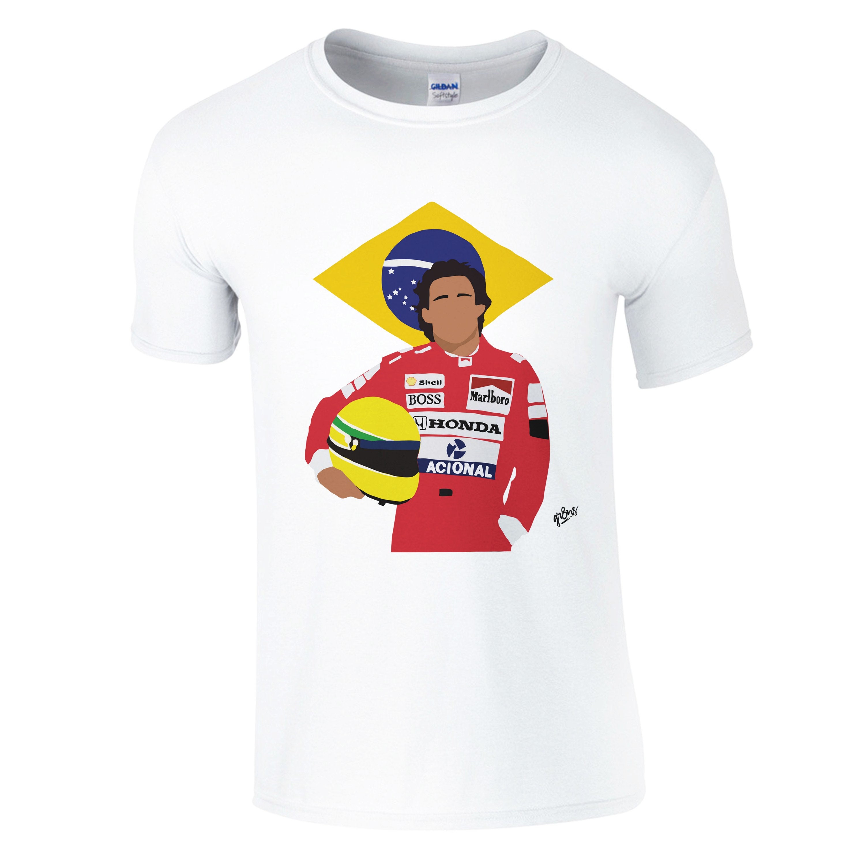 Ayrton Senna Icon Minimalist Graphic T-shirt F1 Legend Senna Brazil 100 ...